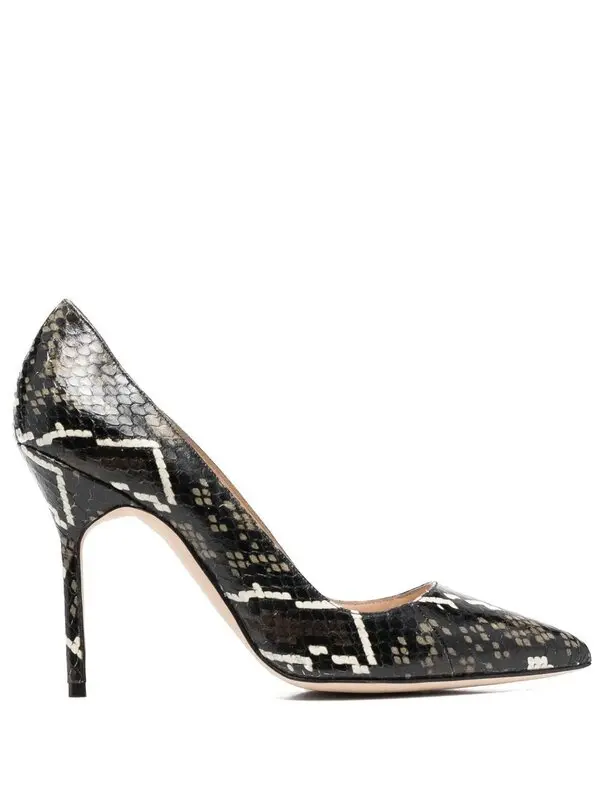 Manolo Blahnik Snakeskin-effect Stiletto Pumps