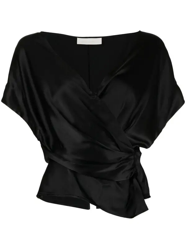 Michelle Mason Open-neck Top - Black