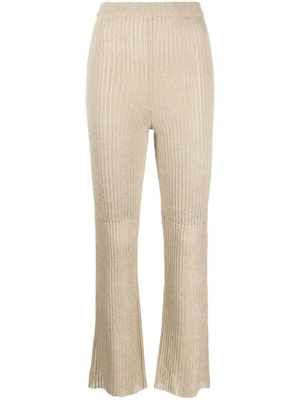 Nanushka High-waisted Ribbed Knit Trousers