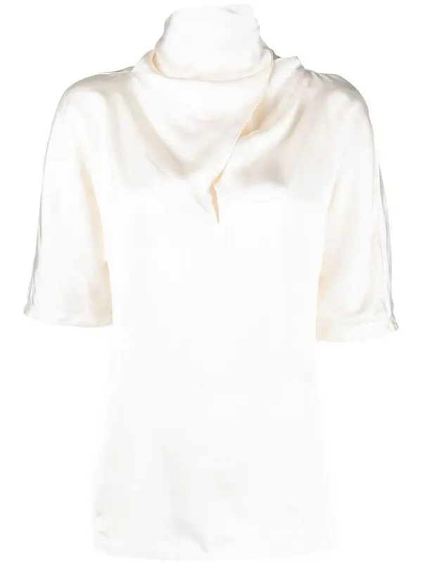JIL SANDER High-neck Silk Blouse - Neutrals