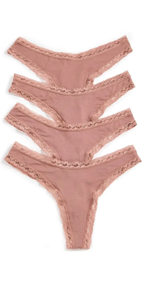 STRIPE & STARE Thong 4-pack Box - Mocha