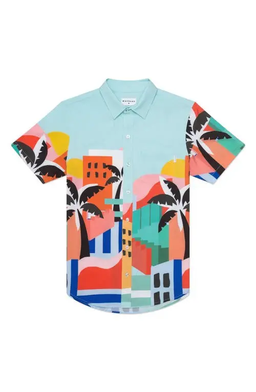 MAVRANS Tailored Fit Havana Waterproof Short Sleeve Performance Button-up Shirt
