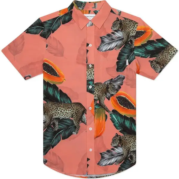 MAVRANS Tailored Fit Fruta Bomba Waterproof Short Sleeve Performance Button-up Shirt