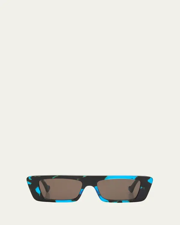Gucci Logo Rectangle Acetate Sunglasses - Havana