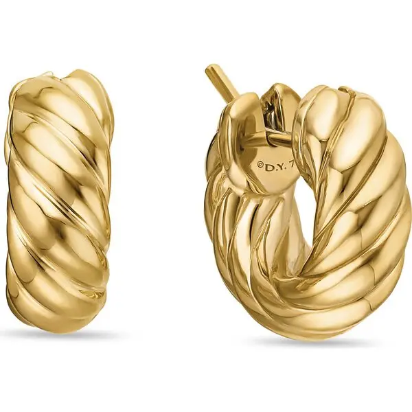 David Yurman Sculpted Cable Hoop Earrings - 18k Yellow Gold