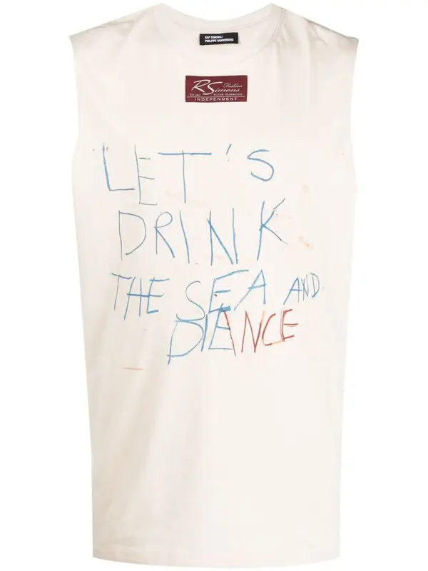 Raf Simons Slogan-print Cotton Vest