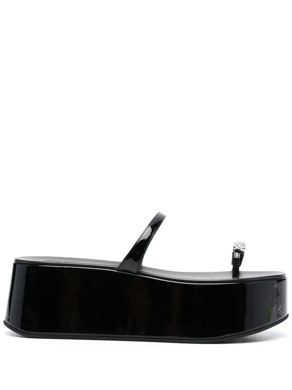 GIUSEPPE ZANOTTI 70mm Crystal-embellished Leather Platform Slides