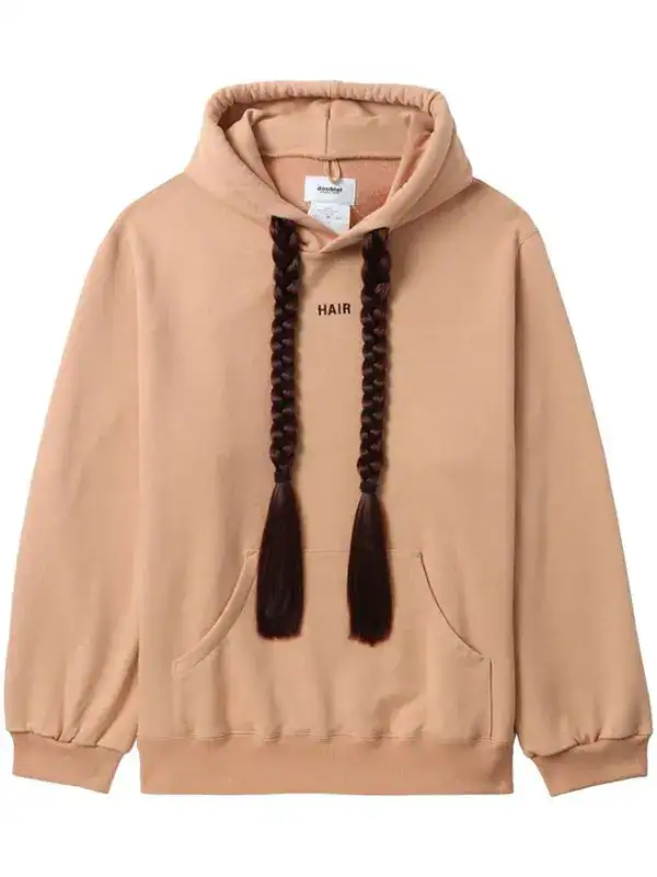 Doublet Braided-Hair Cotton Hoodie In Neutrals - 50% Off
