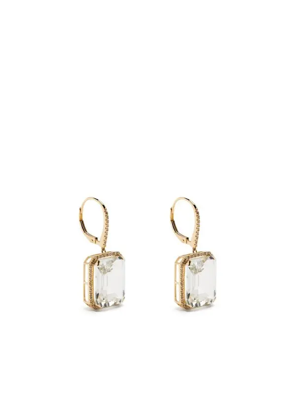 Shay 18kt Yellow Gold Topaz And Diamond Earring - Black