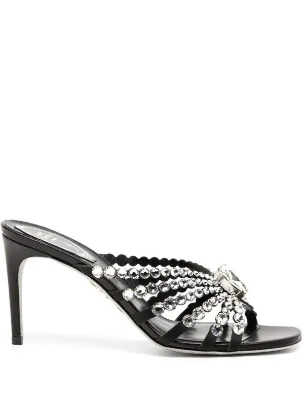 Rene Caovilla 90mm Crystal-Embellished Sandals In Black - 67% Off