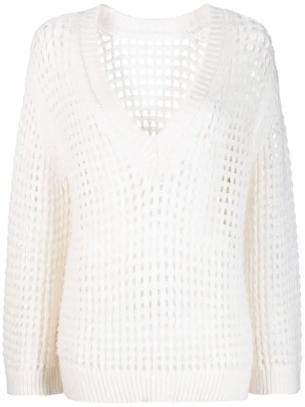 Dorothee Schumacher V-neck Open Knit Sweatshirt