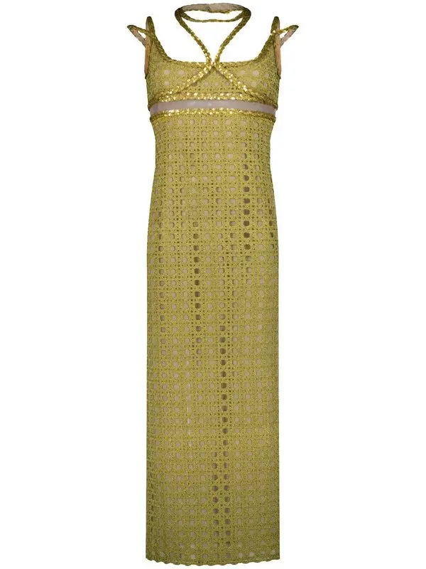 Giambattista Valli Halterneck Macramé Maxi Dress