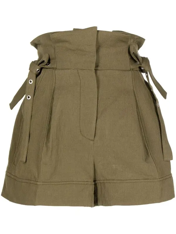 3.1 Phillip Lim Paperbag Cotton-linen Shorts - Green