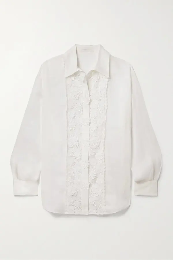 Buy Zimmermann Guipure Lace And Ramie Blouse - Ivory At 30% Off ...