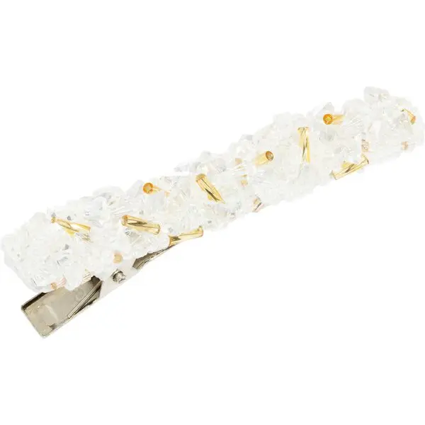 L. Erickson Jana Beaded Pinch Clip - White