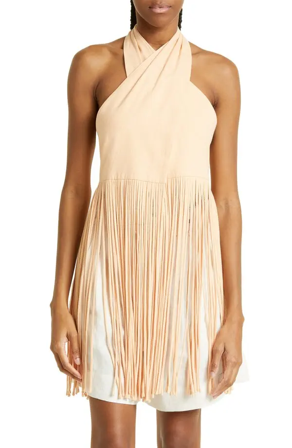 Farm Rio Fringe Linen Blend Halter Top In Sand - 61% Off | Editorialist