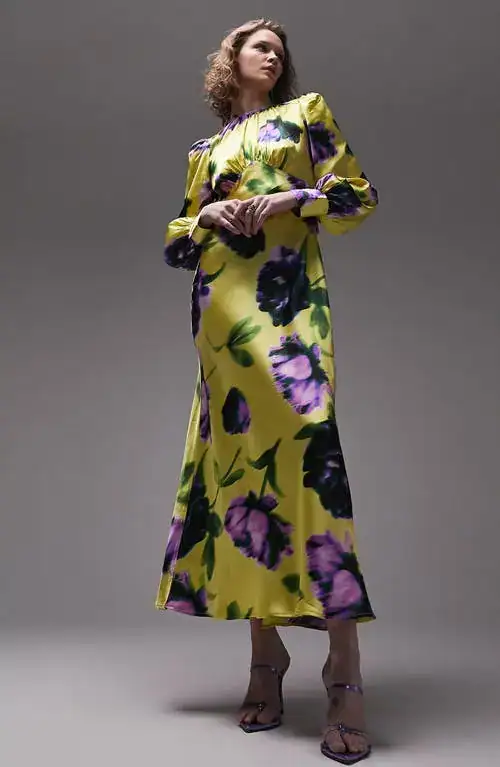 topshop floral long sleeve dress NWT Topshop Teal and Black Floral Long Sleeve Dress