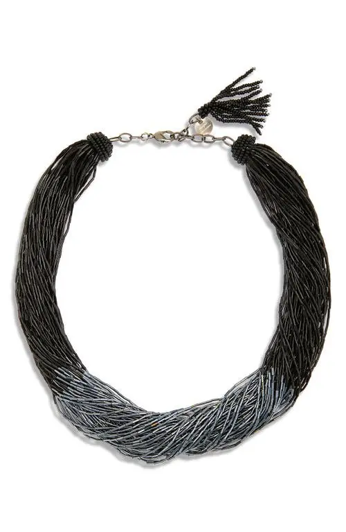 Deepa Gurnani Loretta Beaded Layered Necklace - Gunmetal