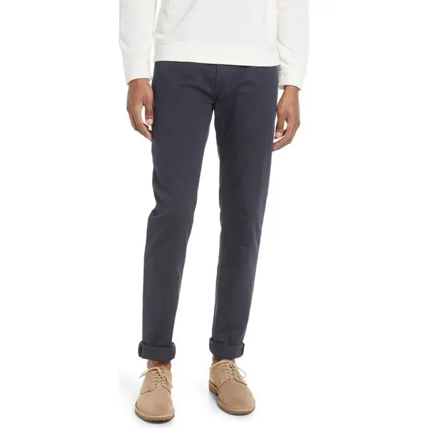 Billy Reid Cotton & Linen Blend Straight Leg Pants - Carbon Blue
