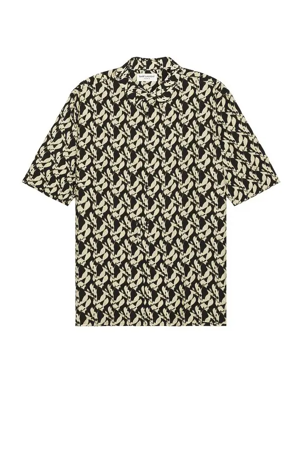 Saint Laurent Chemise Polo Col Pointu In Black