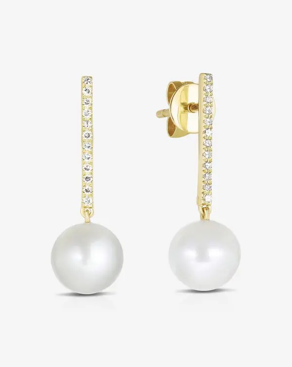 Ring Concierge Diamond And Pearl Drop Earrings
