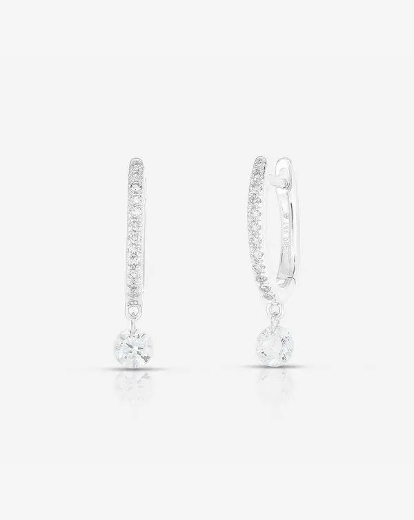 Ring Concierge Pavé And Round Diamond Drop Huggie Earrings