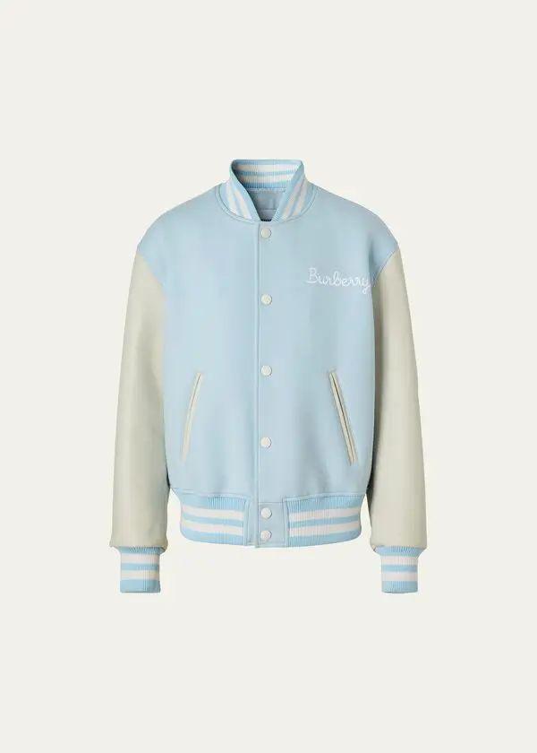 Burberry Logo Varsity Jacket - Glacier Blue | Editorialist