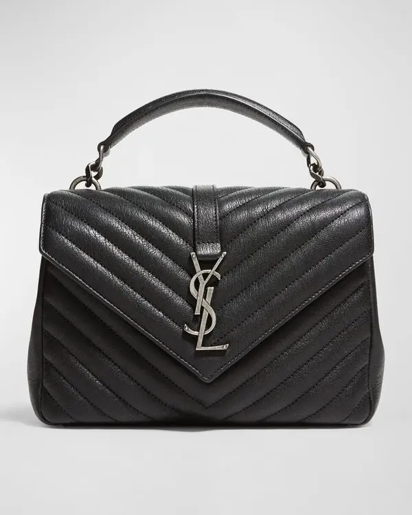 Saint Laurent College Medium Flap Shoulder Bag - Black