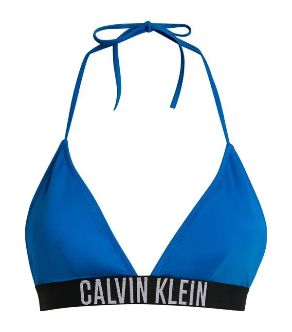 Calvin Klein Rib-knit Logo Bikini Top - Blue | Editorialist
