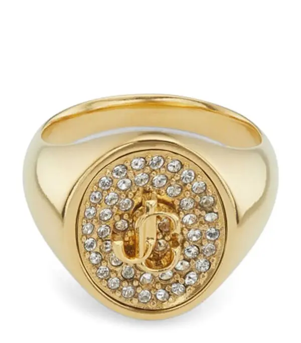 JIMMY CHOO Jc Logo Crystal Ring - Multi | Editorialist