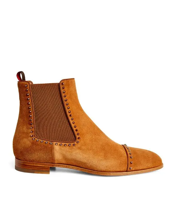 Christian Louboutin Chelsea Cloo Suede Boots - Brown 