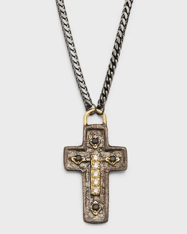 Armenta Artifact Cross Pendant With Diamonds And Black Sapphires