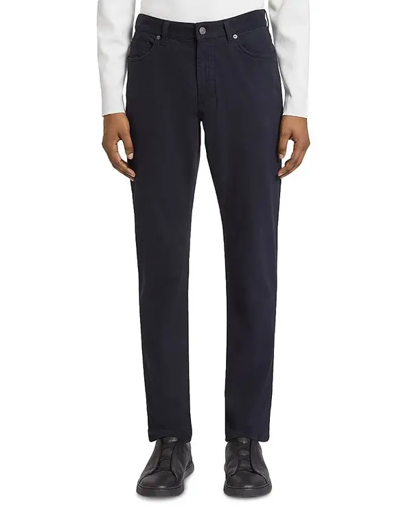 Zegna Garment Dyed Stretch Gabardine City Slim Fit Jeans - Navy