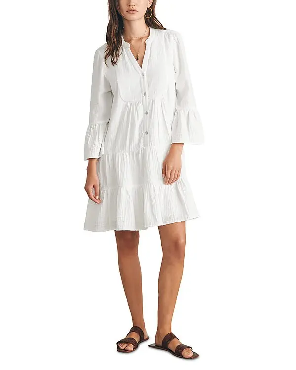 Faherty Brand Kasey Organic Cotton Tiered Dress - White