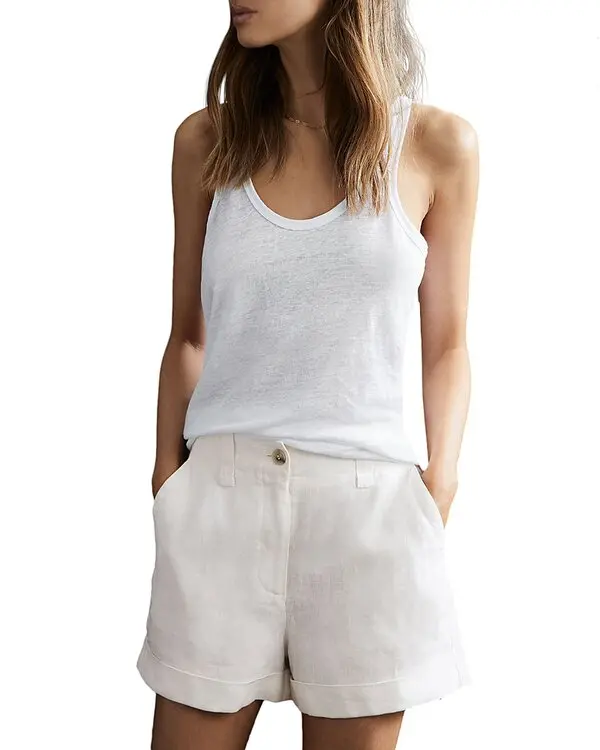 REISS Demi Garment Dyed Linen Shorts
