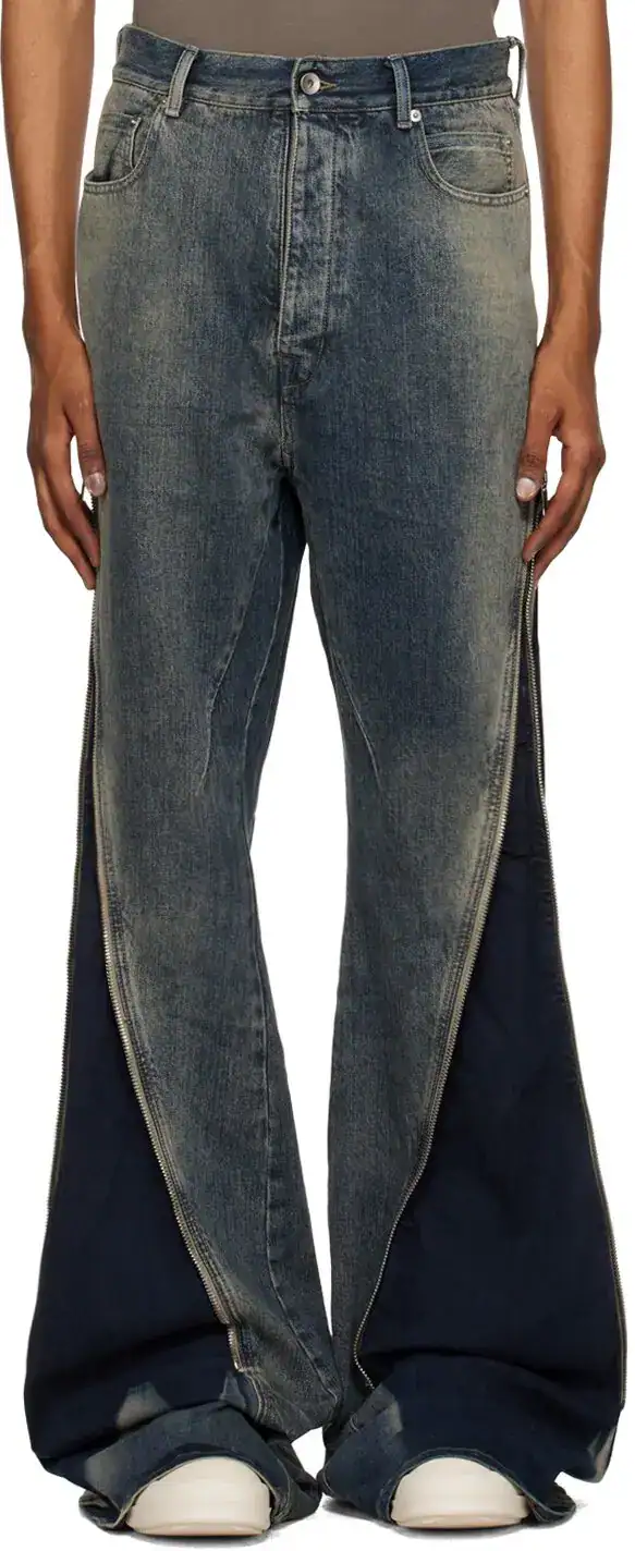 Rick Owens Blue & Off-White Bolan Banana Jeans In 38d Mineral 