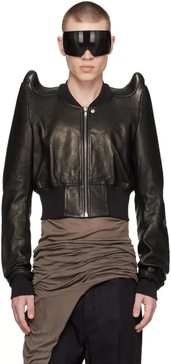 Rick Owens Black Tec Leather Bomber Jacket In 09 Black - 53% Off 