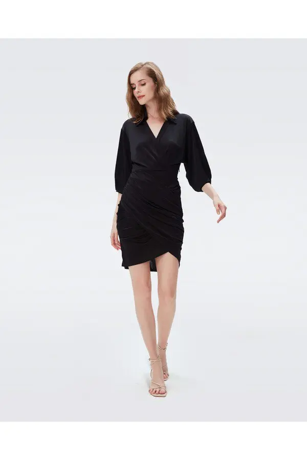Diane Von Furstenberg Troian Faux-Wrap Dress In Black - 60% Off |  Editorialist