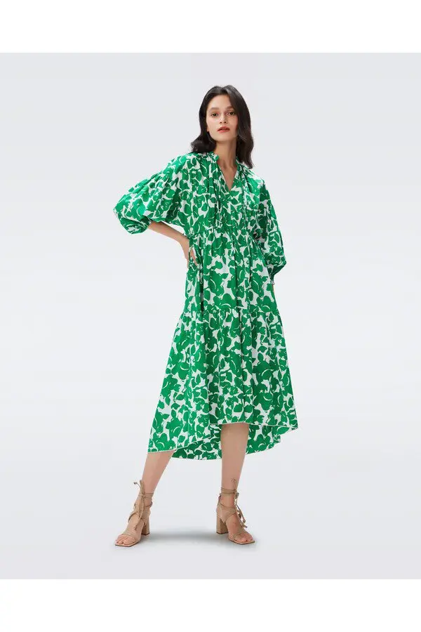 green dress daytime Enchanted Forest Ruffle Dress