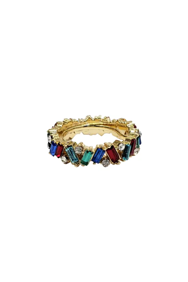 KENNETH JAY LANE Gold Tone Ring With Crystal