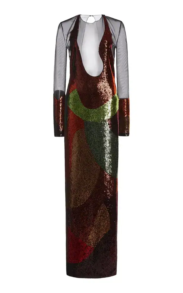 Tom Ford Anatomical Embroidered Stretch Tulle Sequin Maxi Dress Only -  Multi | Editorialist