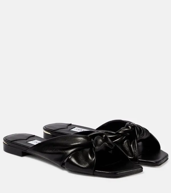 JIMMY CHOO Avenue Leather Sandals - Black
