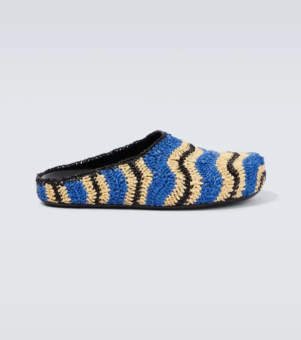 Marni X No Vacancy Inn Raffia-effect Slippers - Multicoloured