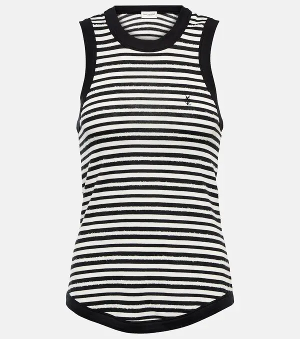 Saint Laurent Cassandre Striped Jersey Top
