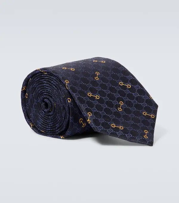 Gucci Horsebit Silk Neck Tie - Blue