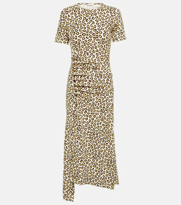 Rabanne Leopard-print Jersey Midi Dress - Multicoloured