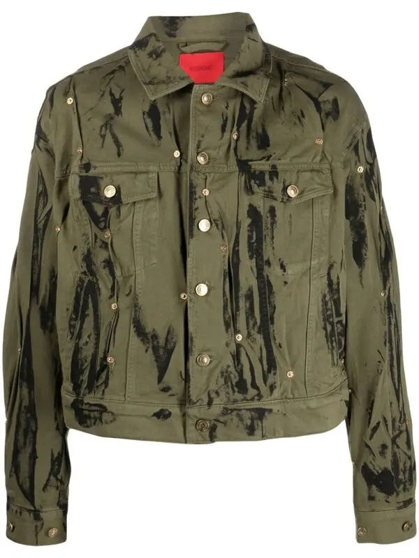 KUSIKOHC Stud-embellished Distressed Denim Jacket