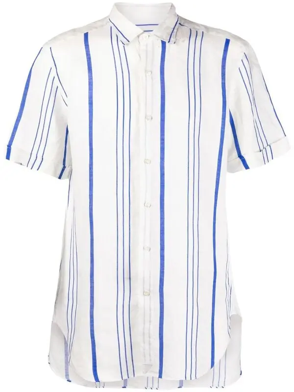 PENINSULA SWIMWEAR Stripe-print Short.sleeved Shirt - White