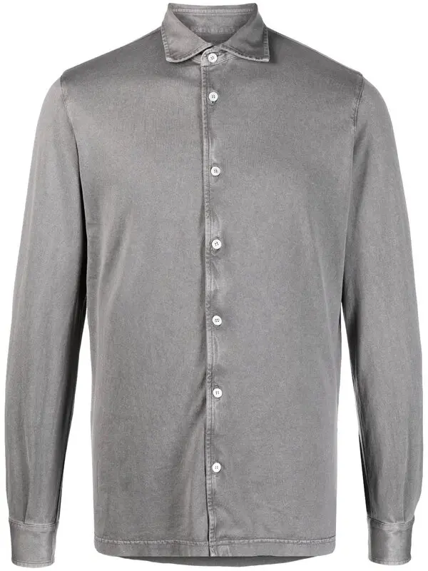 Fedeli Long-sleeved Cotton Shirt - Grey