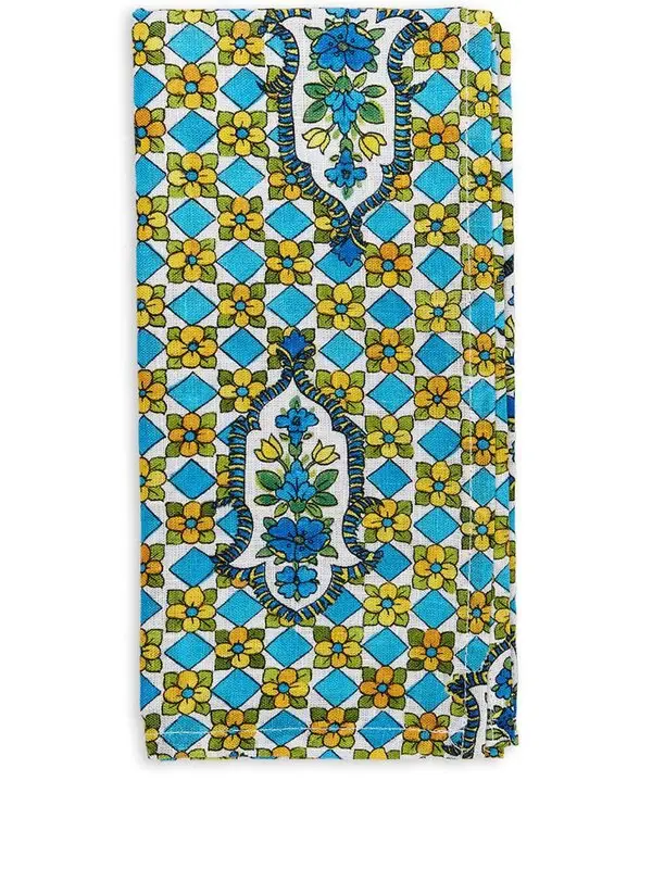 La DoubleJ Floral-print Napkin Set - Blue